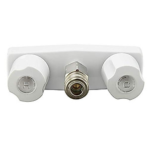 RecPro RV Exterior Faucet Hot/Cold | High Pressure Sprayer | Metal | Optional Flex Spout | RV Exterior Shower Faucet | RV Exterior Sprayer Faucet (No Flex Spout, White)