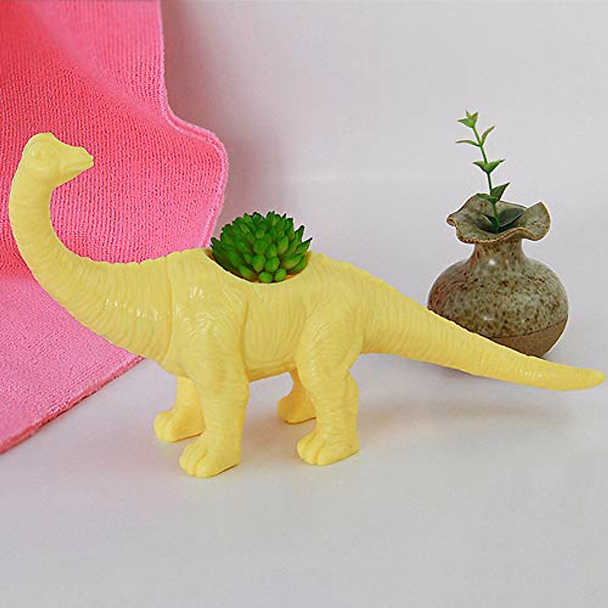 toataLOpen Decorative Flower Pot, Succulent Cactus Holder Mini Succulents Plant Desktop Bonsai Flower Planter, Cactus Green Plants Pot for Home Office Cafe Yellow