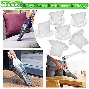 Anewise HNVCF10 Filter Replacement for Black and Decker Hand Vacuum HNVC220BCZ01, HNVC215B10, HNVC215B12, HNVC115B22, HNVC220BCP07, HNVC215BW52, HNVC115J06, 6 Pack