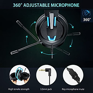 Karvipark Gaming Headset for Xbox One/PS4/PS5/PC/Nintendo Switch|Noise Cancelling,Bass Surround Sound,Over Ear,3.5mm Stereo Wired Headphones with Mic for Clear Chat