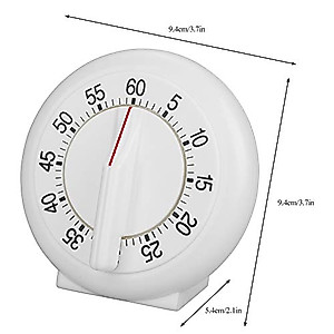 Kitchen Timer, Round Mechanical Timer, Plastic Timer, 60 Minutes Duration Counter Alarm Clock, for Home Kitchen, White
