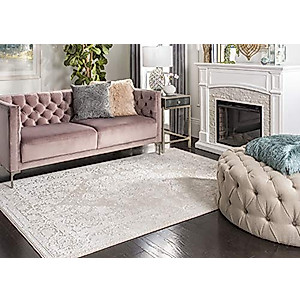 SAFAVIEH Reflection Collection 8' x 10' Cream/Ivory RFT664D Boho Tribal Distressed Living Room Dining Bedroom Area Rug