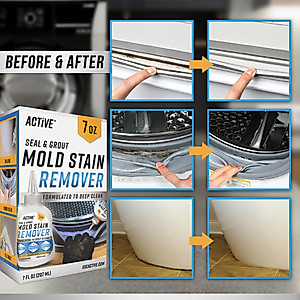 ACTIVE Mold Stain Remover Gel Cleaner Heavy Duty Stain Cleaner for Front Loader Washing Machine Seal, Bathroom Grout, Shower, Caulk - Front Load Washer Cleaning Solution - 7 Fl Oz