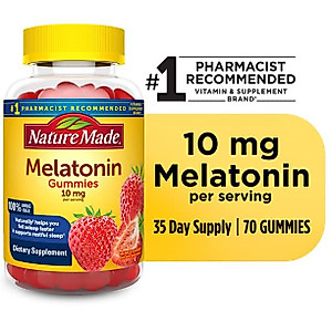 Nature Made Melatonin 10 mg, Dreamy Strawberry, 70 Gummies (Pack of 2)