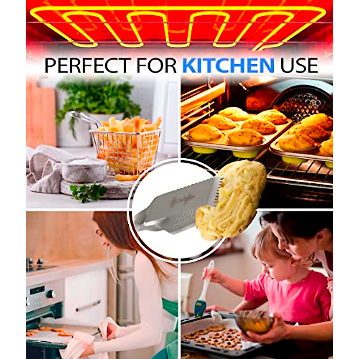 Shark BBQ Grilling Tongs: Extra long reach for outdoor grill & kitchen. Best cooking accessories for charcoal, gas grills & smoker. Perfect stainless steel gift for dad. Great for indoor cooking (Red)