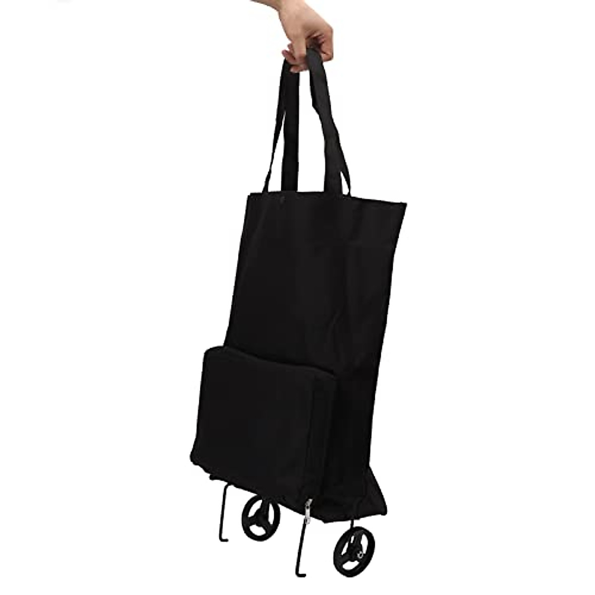 Eujgoov Foldable Shopping Cart, Wheeled Shopping Bag Fabric Multifunctional Storage Bag for Groceries (Black), Eujgoovoa4pw3x0ve-12