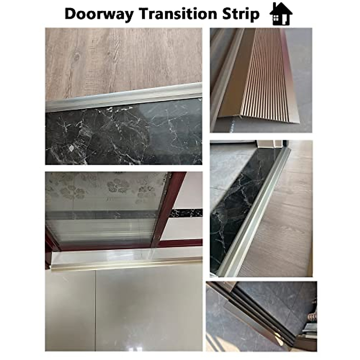 ETULLE Floor Transition Strip Metal, Black Gold 10cm Extra Wide Threshold Reducer for Doorways Step Down 1 Inch, Tile to Carpet Edge Trim for Entry Large Drop Crack