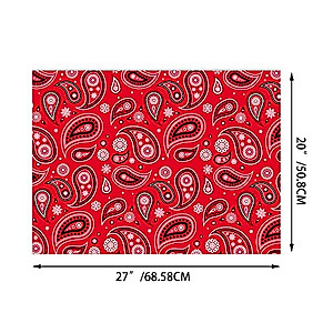 OXYLIPO 8 Sheets Red Bandana Gift Wrapping, 4 Patterns Red bandanas Paisley Print Recyclable Wrapping Paper for Kids Girls Boys Present Birthday Party Baby Shower Western Cowboy Theme Gift Wrap