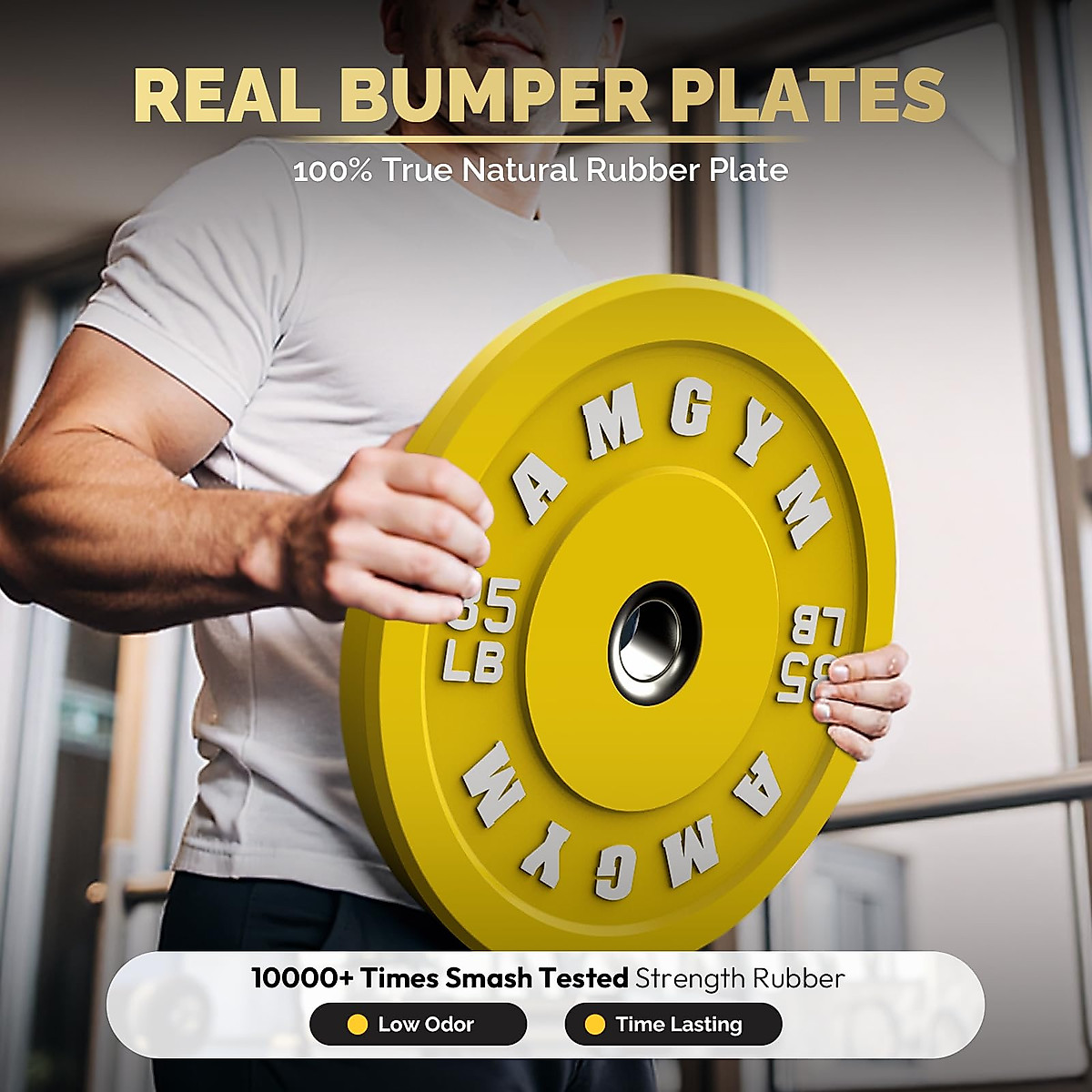 AMGYM Color Olympic Bumper Plate, Weights Plates, Bumper Weight Plate, Steel Insert, Strength Training(45lb Pair)