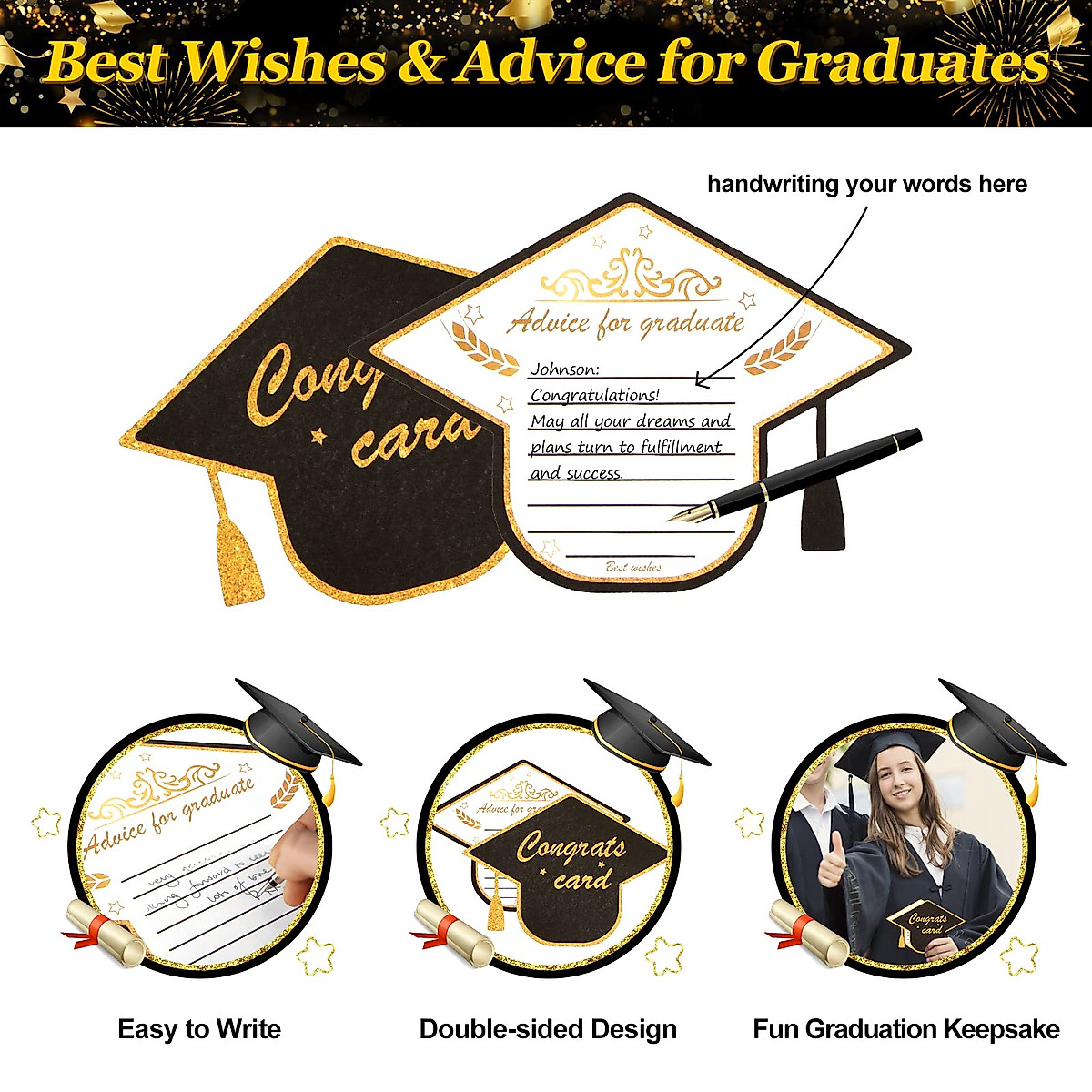HJINGY Graduation Decorations Class of 2024, 2024 Graduation Party Decorations Include Grad Backdrop, Photo Banner, Congrats Cards, Balloons, Tablecloth, Plates, Cake Toppers for College High School