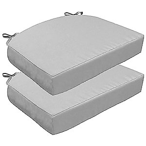 TECOSARA Patio Chair Cushions, Outdoor Seat Cushion Set of 2, Water Resistant Seat Cushions with Ties for Patio Furniture, Round Corner Memory Foam Chair Cushions for Outdoor Furniture