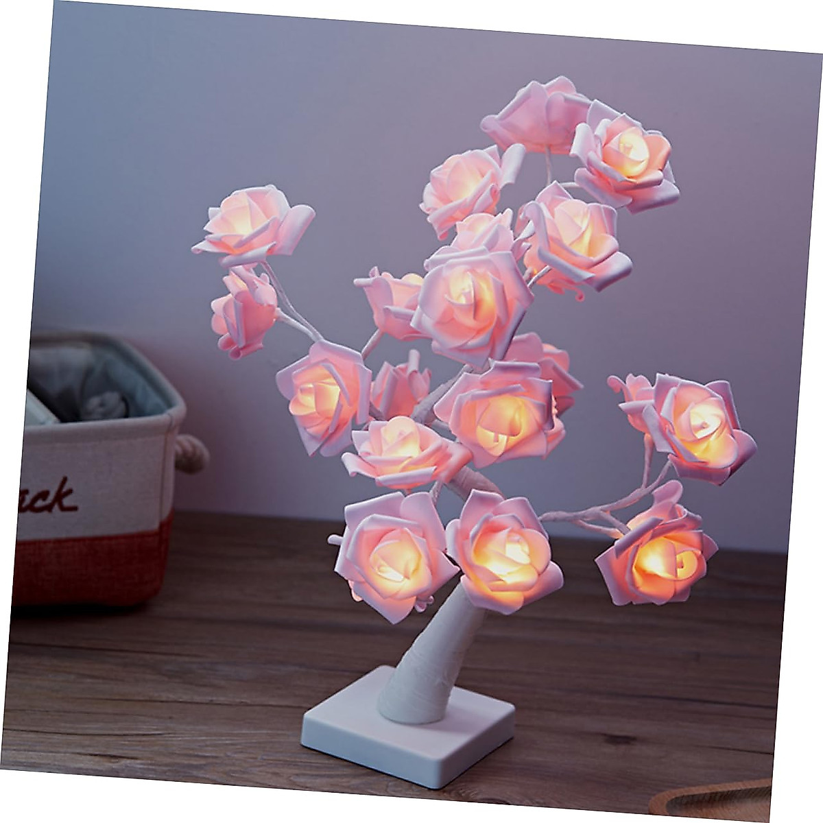 DOITOOL Rose Tree Lamp Led Night Light Decorative Home Lighting Warm White Table Lamp Battery Cozy Atmosphere