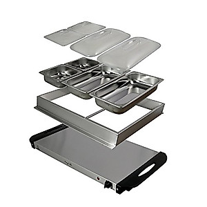 MegaChef Stainless Steel Housing Easy Clean Buffet Server & Food Warmer With 4 Sectional Trays