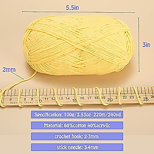 1PCS Milk Cotton Yarn,Yarn for Crochet,Amigurumi Yarn,Crochet Yarn for Crocheting,Cotton Yarn,Soft Yarn for Sweater,Hat,Socks,Baby Blankets(Golden)