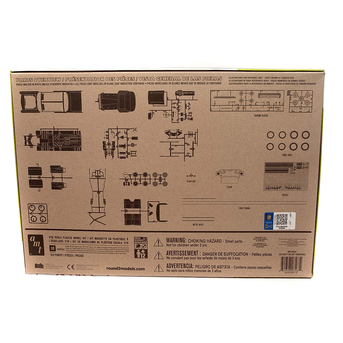 AMT Round 2 Unknown 1957 Chevy Bel Air Convertible 1:16 Scale Model Kit (AMT1159) White