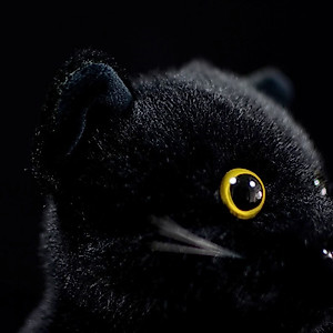 FRANKIEZHOU Realistic Black Cat Stuffed Animal-8.27",Cat Plush Toy, Soft Plush Doll for Boy,Funny Pillow,Girl Toys,Gifts for Kids, Home Decor,Hugging Toy