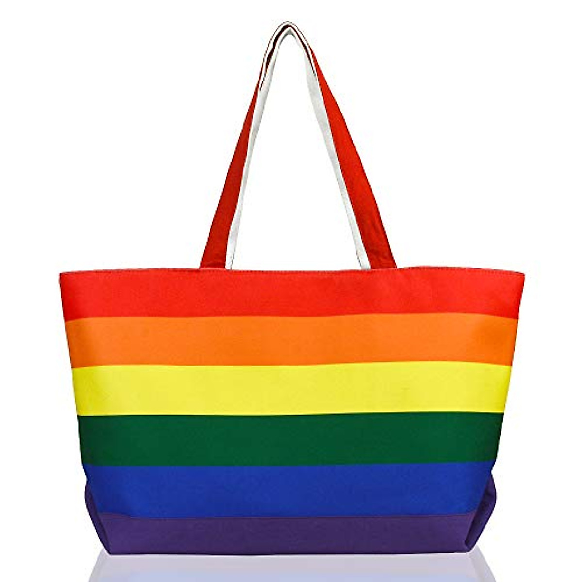 DALIX Rainbow Tote Bag with Zippered Top