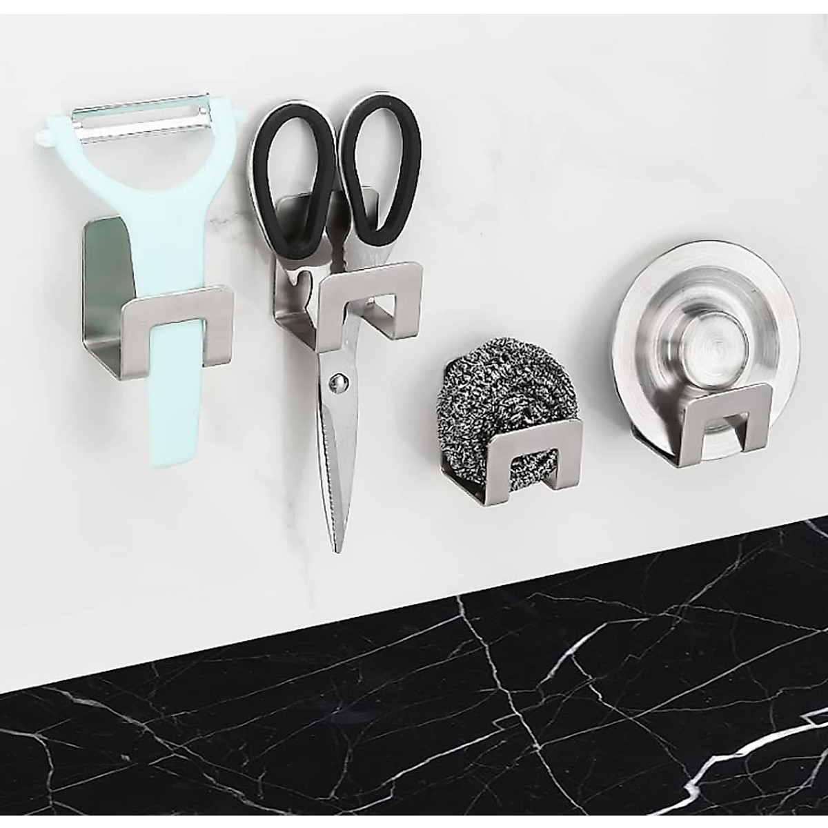 Singring 2Pcs Sponge Holder for Kitchen Sink Sponge Holder Stainless Steel Sink Caddy Adhesive Sponge Holder for Kitchen Bathroom