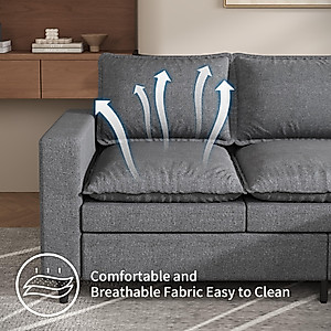 Convertible Sectional Sofa Couch for Living Room, L-Shaped Comfy Cloud Sofa, Removable Storage Ottoman, Small Sofa for Apartment/Living Room (Dark Grey)