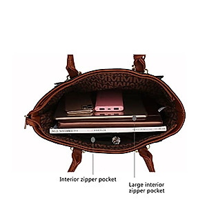 MKF 3-PC Set, Shoulder Bag for Women, Small Tote Handbag & Wristlet Purse – Top Handle PU Leather Fashion Pocketbook Lady Brown