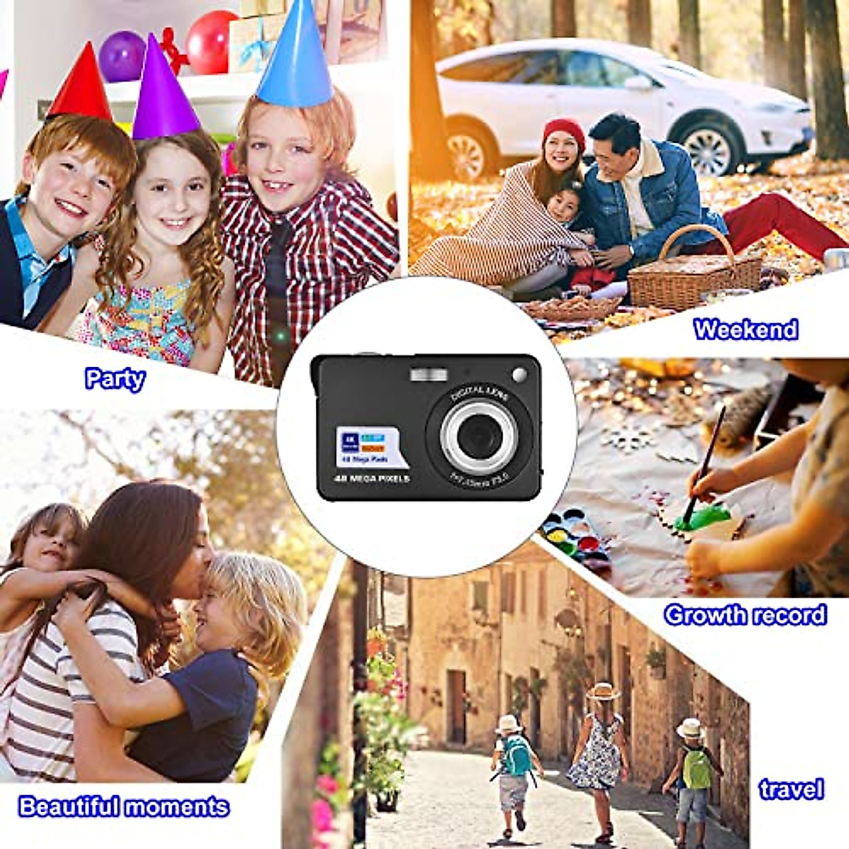 Digital Camera,4k 48 MP Mini Kid Camera,Video Camera 2.7inch Digital Zoom,Pocket Camera for Beginners