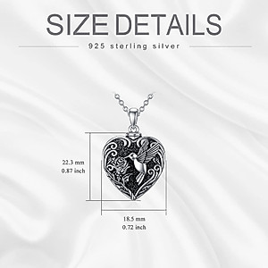TOUPOP Hummingbird Urn Necklace for Ashes Sterling Silver Heart Cremation Jewelry for Ashes Memorial Keepsake Pendant Keepsake Jewelry Gifts for Women