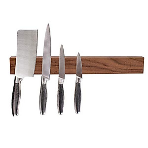 Walnut Magnetic Knife Holder, 16 Inch, Wooden Knife Magnetic Strip For Wall, Cooking Utensil Key Organizer Tool Wall, Neodymium Magnet