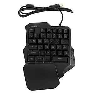 TIDECAT One-Handed RGB Backlit Gaming Keyboard,35 Keys Mini Gaming Keypad,Portable Game Controller for PC PS4 Xbox Gamer,Black,17.3x23x3.7cm