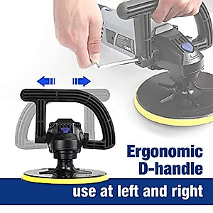 WORKPRO Buffer Polisher - 7-inch Car Buffer Waxer with 4 Buffing and Polishing Pads, 6 Variable Speed 1000-3800 RPM, Detachable Handle, Ideal for Car Detailing, Sanding, Polishing, Waxing