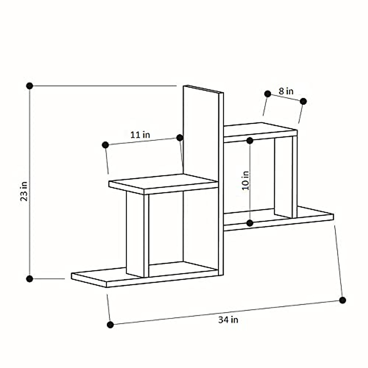 Ada Home Décor Webb Wall Shelf, 34'' x 23'' x 8'', Light Walnut
