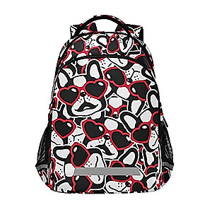 ALAZA Cute Pug Dog Print Puppy Heart Valentine Backpack Purse for Women Men Personalized Laptop Notebook Tablet School Bag Stylish Casual Daypack, 13 14 15.6 inch