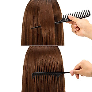 Leinuosen 3 Pack Wide Tooth Tail Combs, Black Carbon Comb Fiber Teasing Salon Back Combs Styling Comb Anti Static Heat Resistant Hair Comb, Suitable for all Kinds of Hair.