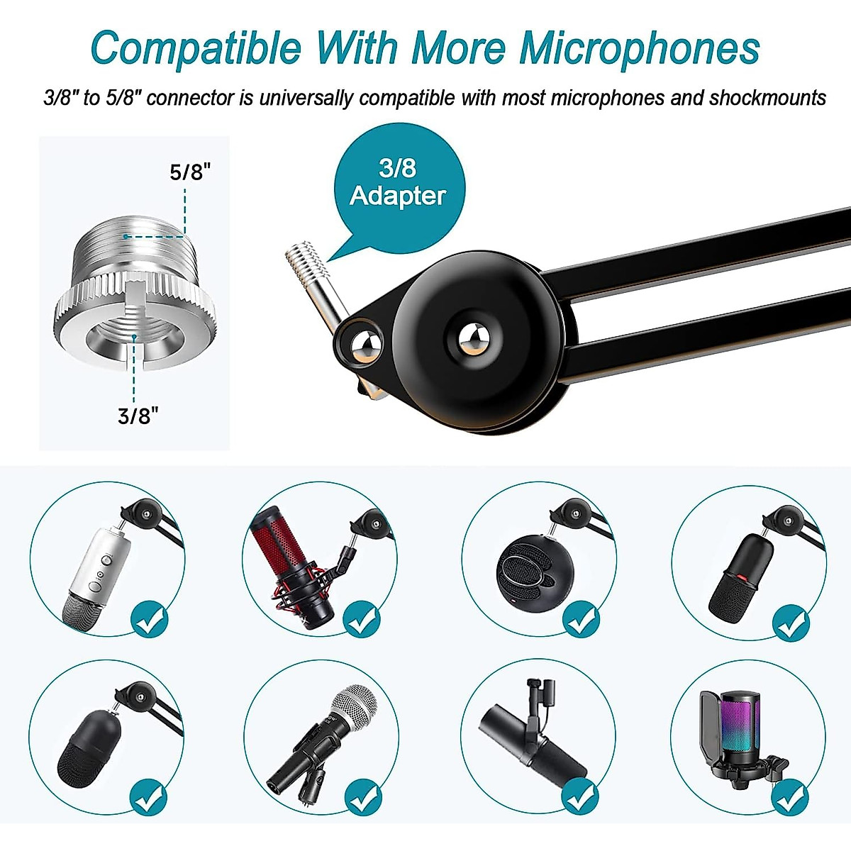 Melon Audio Microphone Boom Arm Stand, Heavy Duty Mic Suspension Scissor Boom Stand with Mic Clip and Cable Ties Perfect For Vocal Recording, Streaming and Podcasting, GAZ-40