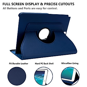 Case for Samsung Galaxy Tab A 9.7 inch 2015 (SM-T550 T555 SM-P550 P555) - 360 Degree Rotating Stand Case Smart Protective Cover,with Stylus Pen,Screen Film (Deep Blue)