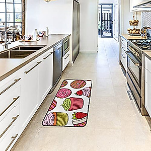 Kitchen Mat Rug Comfort Standing Mat Delicious Cupcakes and Donuts Soft Absorbent Runner Rug for Hallway Entryway Bathroom 39x20 inch