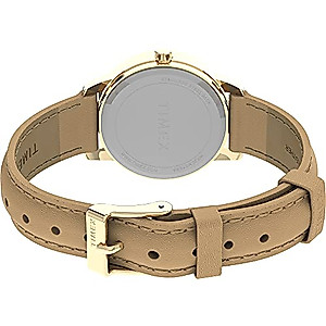 Timex Women's Easy Reader 30mm Watch – Gold-Tone Case Cream Dial with Tan & Blue Leather Strap
