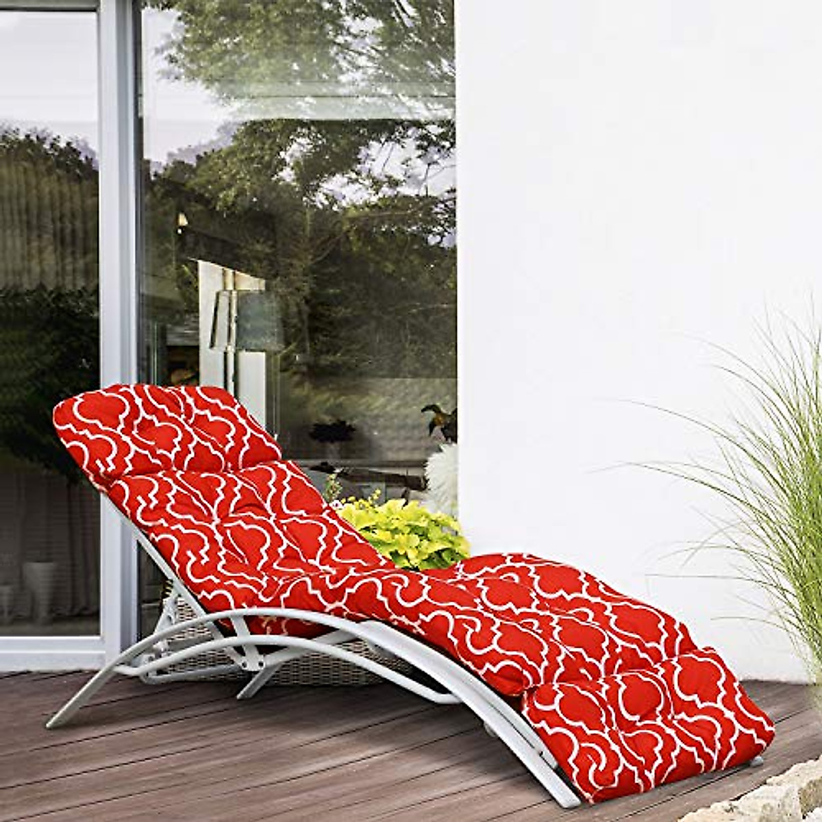 Aoodor 72“ x 22” x 6" Patio Furniture Chaise Lounger Recliner Cushion Fabric Slipcover Foam - Flower Pattern