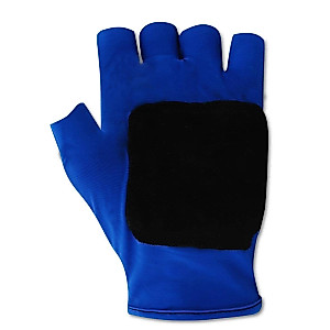MAGID ATV202L Fingerless Gel Palm Padded Impact Glove, Large, Blue (One Pair), Left & Rigth Hand