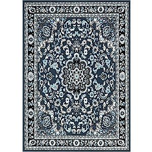Well Woven Persa Nima Traditional Medallion Persian Blue 5'3" X 7'3" Area Rug