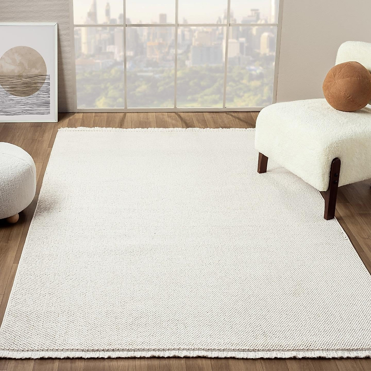 LUXE WEAVERS Stella Collection 246 Cream 8x10 Modern Abstract Area Rug