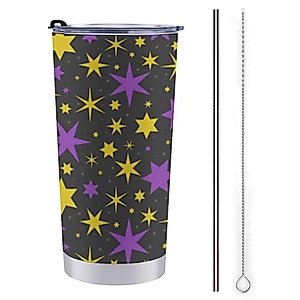 Magic Star 20 Oz Travel Coffee Mug with Lid Tumbler Drinking with Straw Brush Water Car Cup