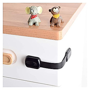 Cabinet Locks for Babies (6 Pack) Child Locks for Cabinets, Fridge, Drawers, Toilet, Baby Proofing Cabinet Locks 3M Adhesive No Drilling Adjustable Child Safety Strap Locks (Black)