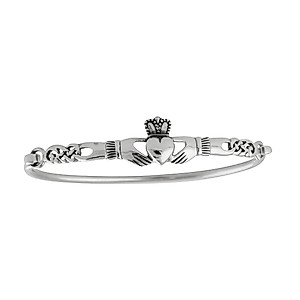 FashionJunkie4Life 925 Sterling Silver Irish Claddagh Celtic Knot Bangle Bracelet