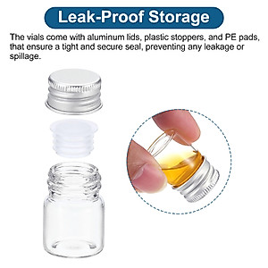 PATIKIL 5ml Clear Glass Vials, 50 Pack Small Liquid Sample Vial with Screw Caps Plastic Stoppers and 64 Labels Leak-Proof Bottles Empty Jars