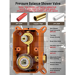 Gabrylly Shower System, Wall Mounted Shower Faucets Sets Complete for Bathroom with High Pressure 10" Rain Shower head and 3-Setting Handheld Shower Head Set, 2 Way Shower Valve Kit, Brushed Nickel