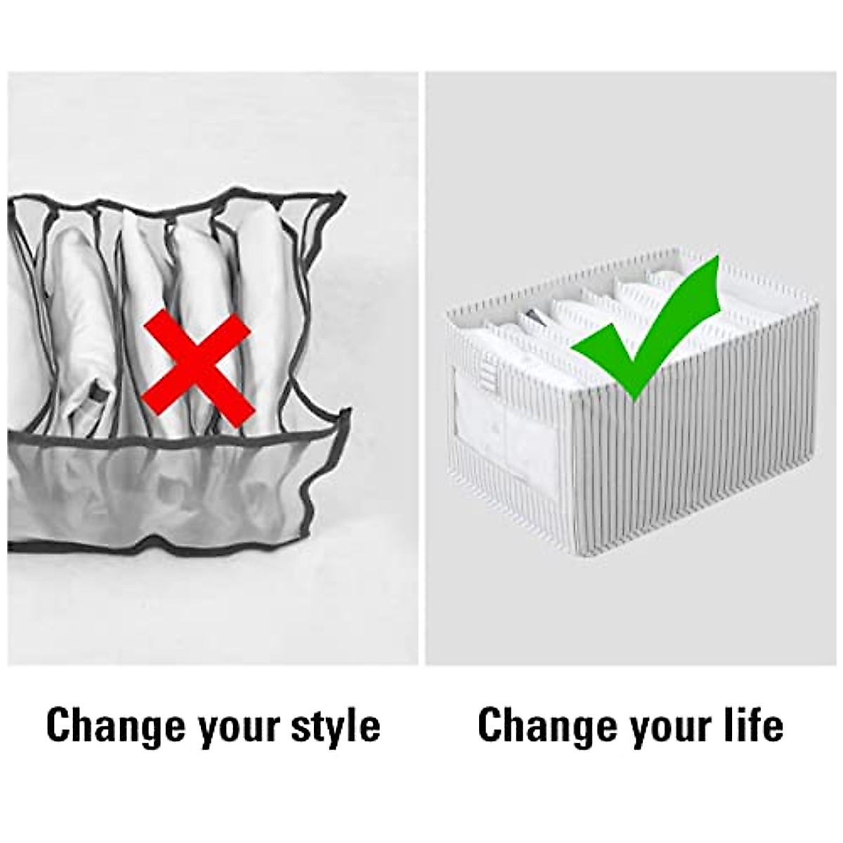 Lallamotion 2PCS Drawer Organizers for Clothing, 7 Grids Wardrobe Clothes Organizer, Clothes Drawer Organizer, Drawer Organizer Clothes, Jeans, Sweater, T-Shirts