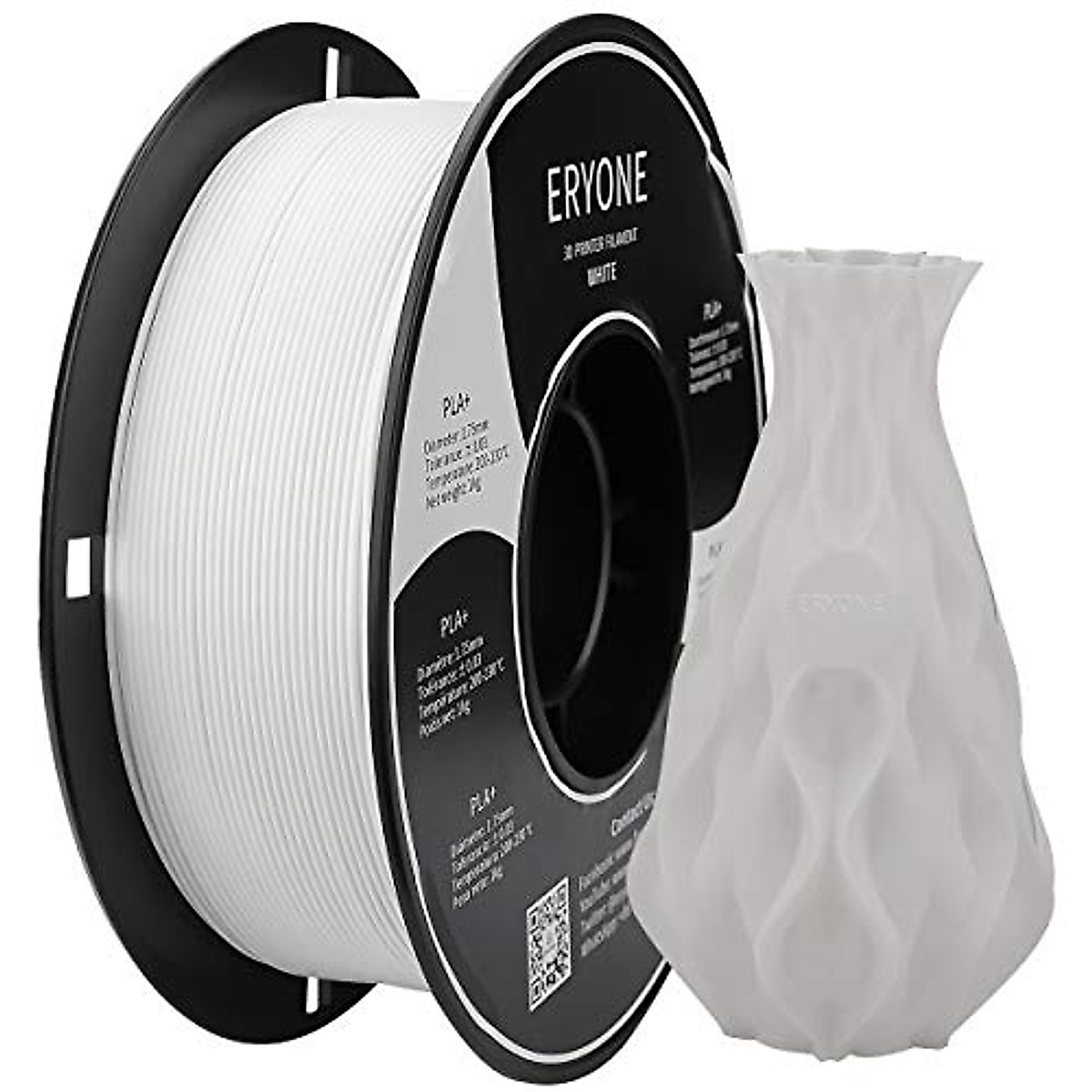 ERYONE PLA Plus Filament 1.75mm PLA+ 3D Printer Filament +/-0.03mm, 1kg (2.2lbs)/ Spool, White