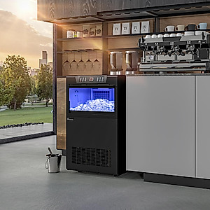 YITAHOME 2 Way Water Inlet Commercial Ice Maker Machine 100LBS/24H with 33LBS Storage Bin, Under Counter Ice Machine Freestanding Ice Maker with Stainless Steel Ice Scoop, Ice Bucket