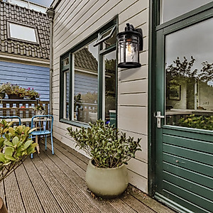 Darkaway Outdoor Porch Lights Wall Mount, Outdoor Light Fixtures Sconces Wall Lighting with Seeded Glass Waterproof Exterior Lights for Patio Yard House Hallway Doorway Garage(2 Pack, Black)