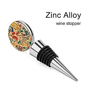 Retro Musical Instrument Wine Bottle Stoppers Reusable Plug Wine Saver Corks for Beverage Holiday Party Kitchen Decorative